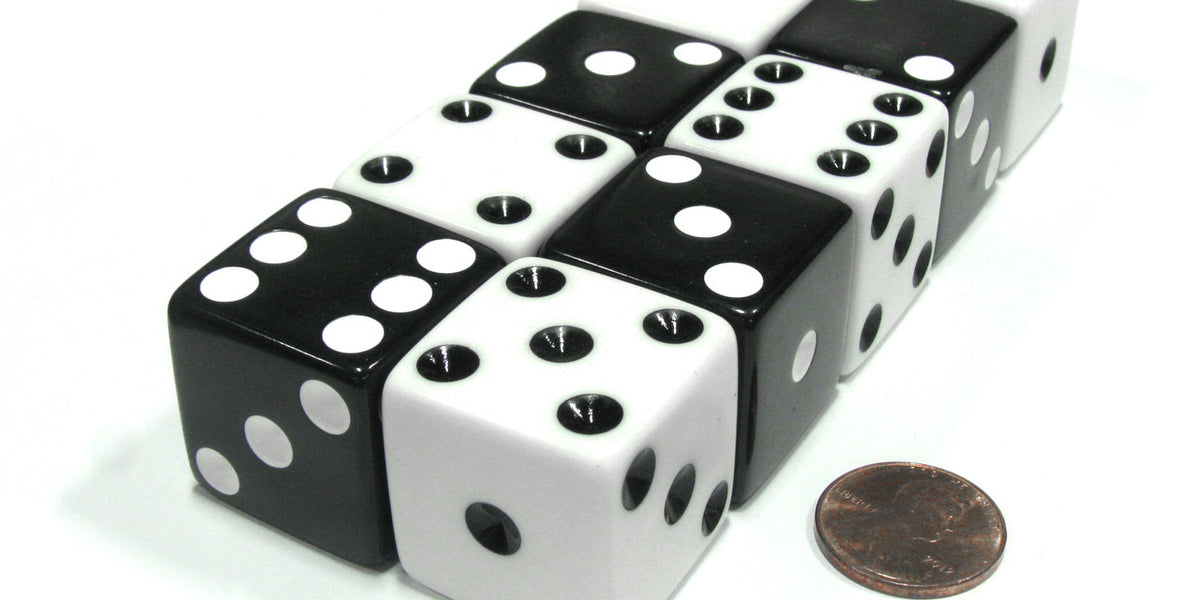 Set of 10 Inverse D6 25mm Large Opaque Jumbo Dice - 5 Each — Pippd