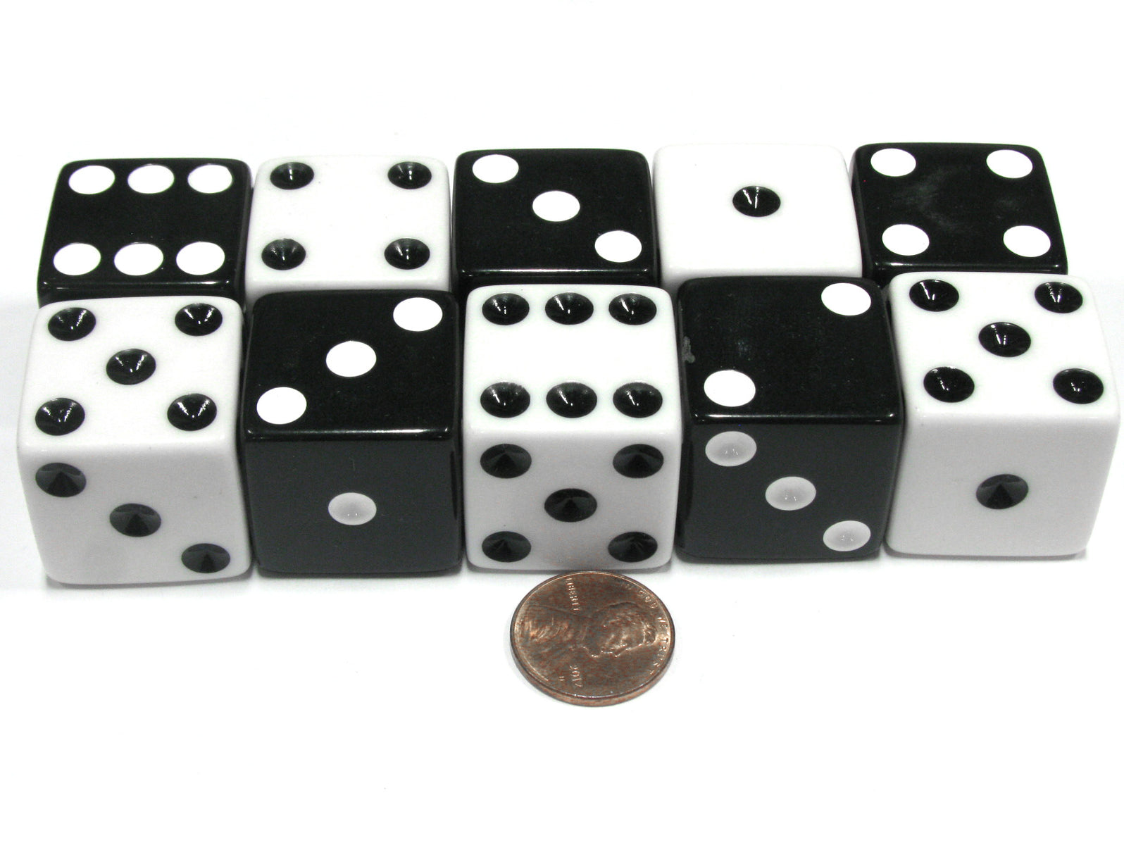 Set of 10 Inverse D6 25mm Large Opaque Jumbo Dice - 5 Each — Pippd