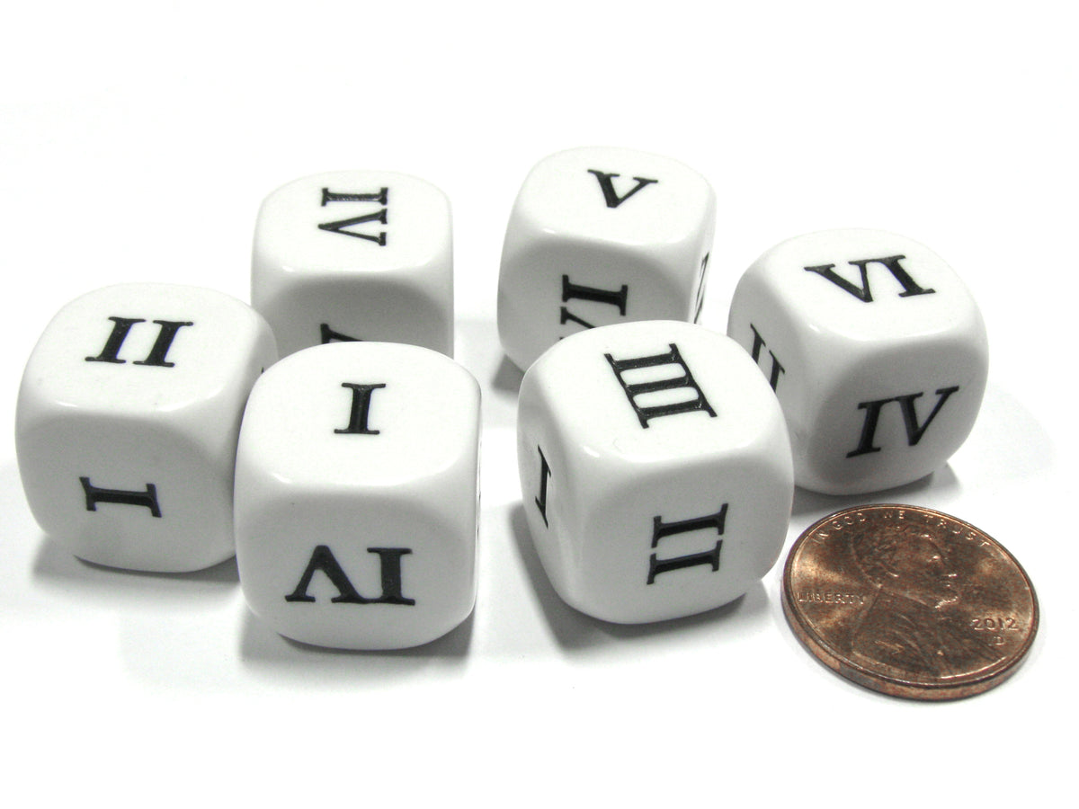 Set of 6 Roman Numerals IVI (16) 16mm SixSided Dice — Pippd