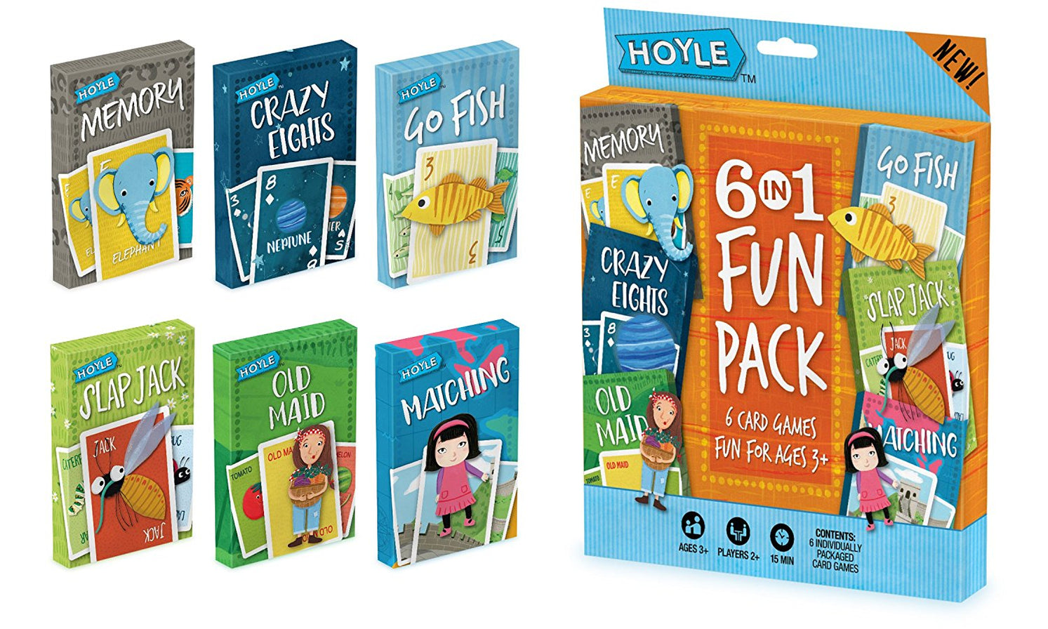 Hoyle 6 Pack Kid Card Game: Crazy 8s-Go Fish-Old — Pippd