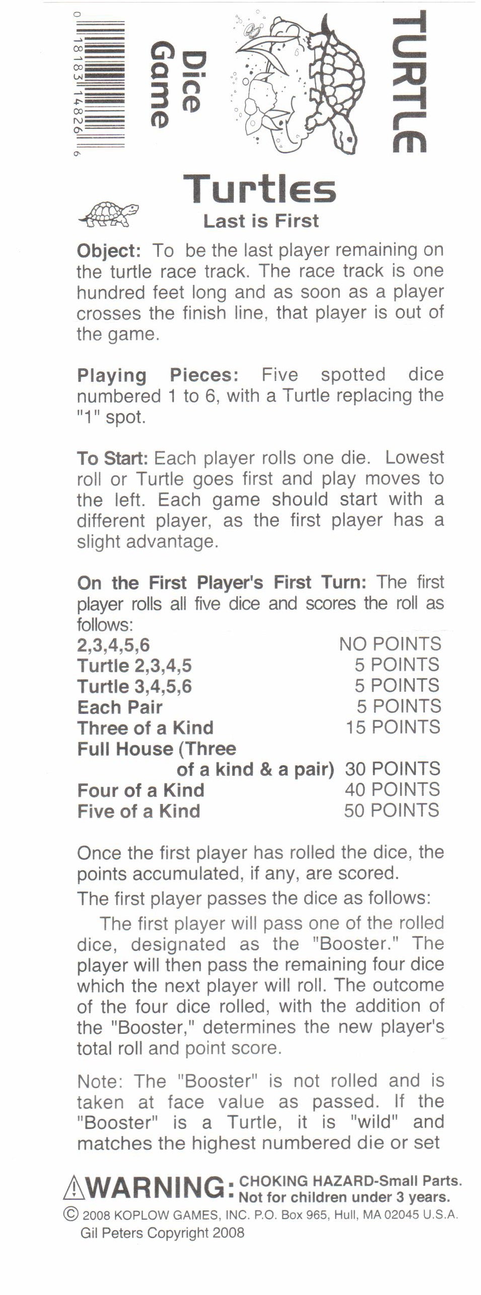 Turtle Dice Game 5 Dice Set with Travel Tube and — Pippd