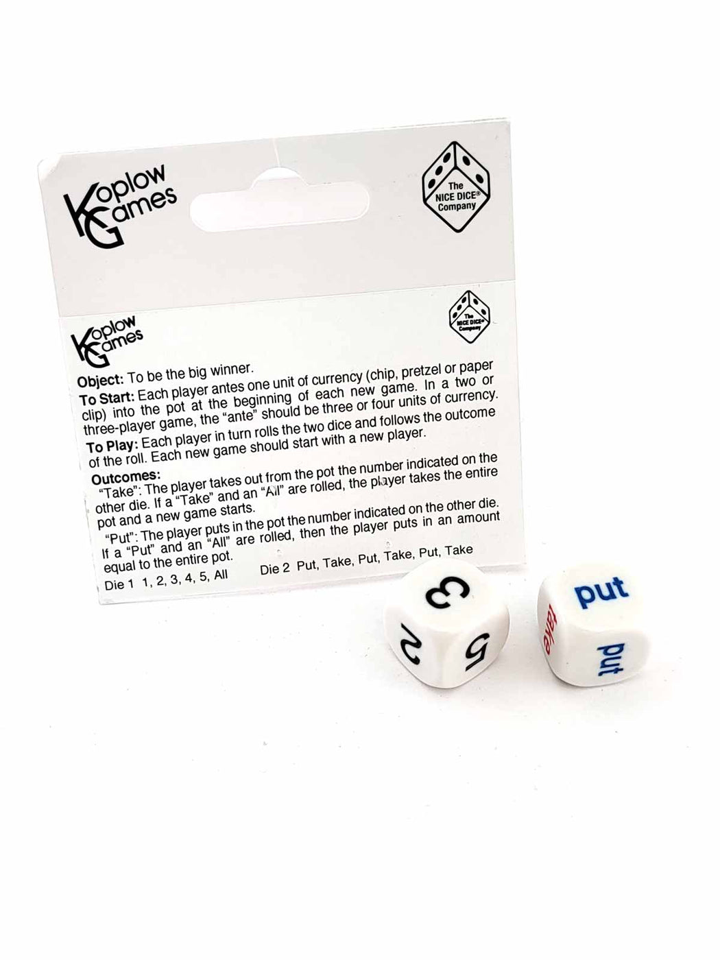 Put and Take Dice, A Classic Game of Chance - Two 16mm White — Pippd