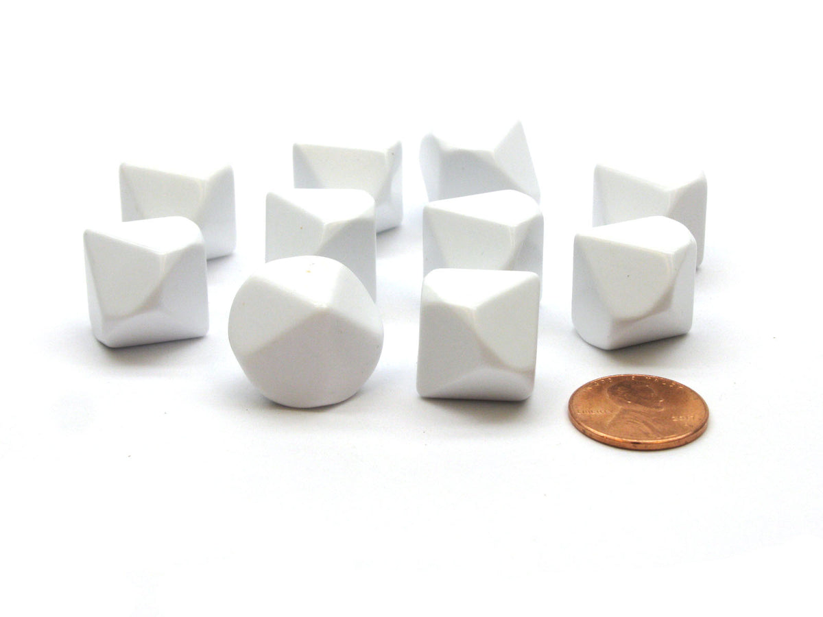 Pack of 10 D10 Blank Standard Sized Dice - White — Pippd