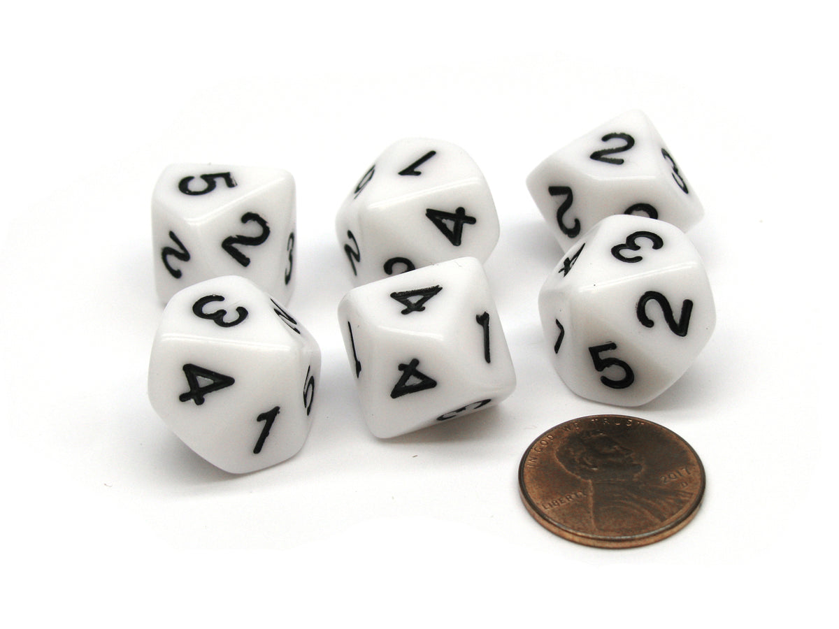 Pack of 6 16mm 10Sided D5 Numbered 1 to 5 Twice Dice — Pippd