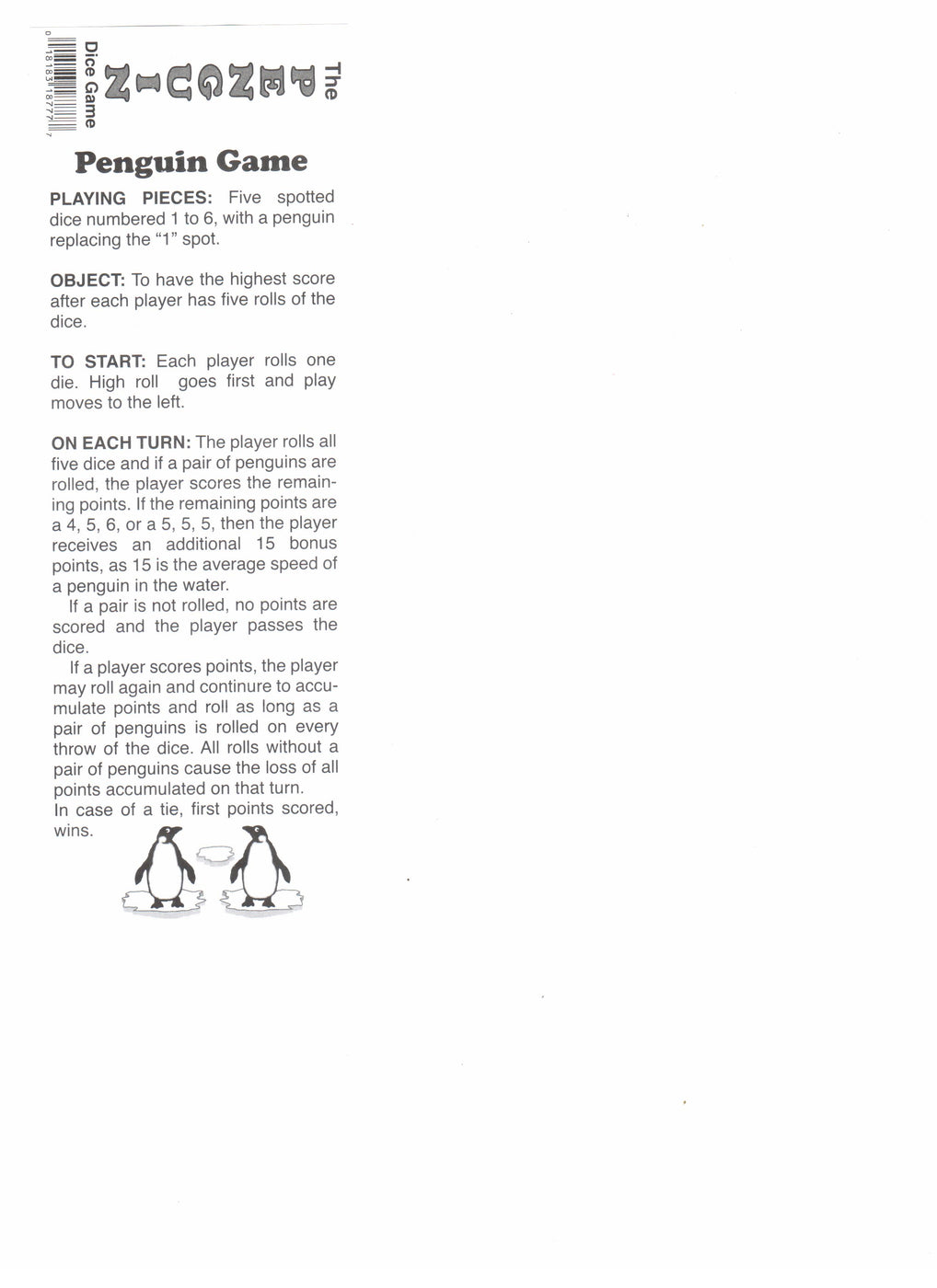 Penguin Dice Game with 5 Dice Travel Tube and Gaming — Pippd