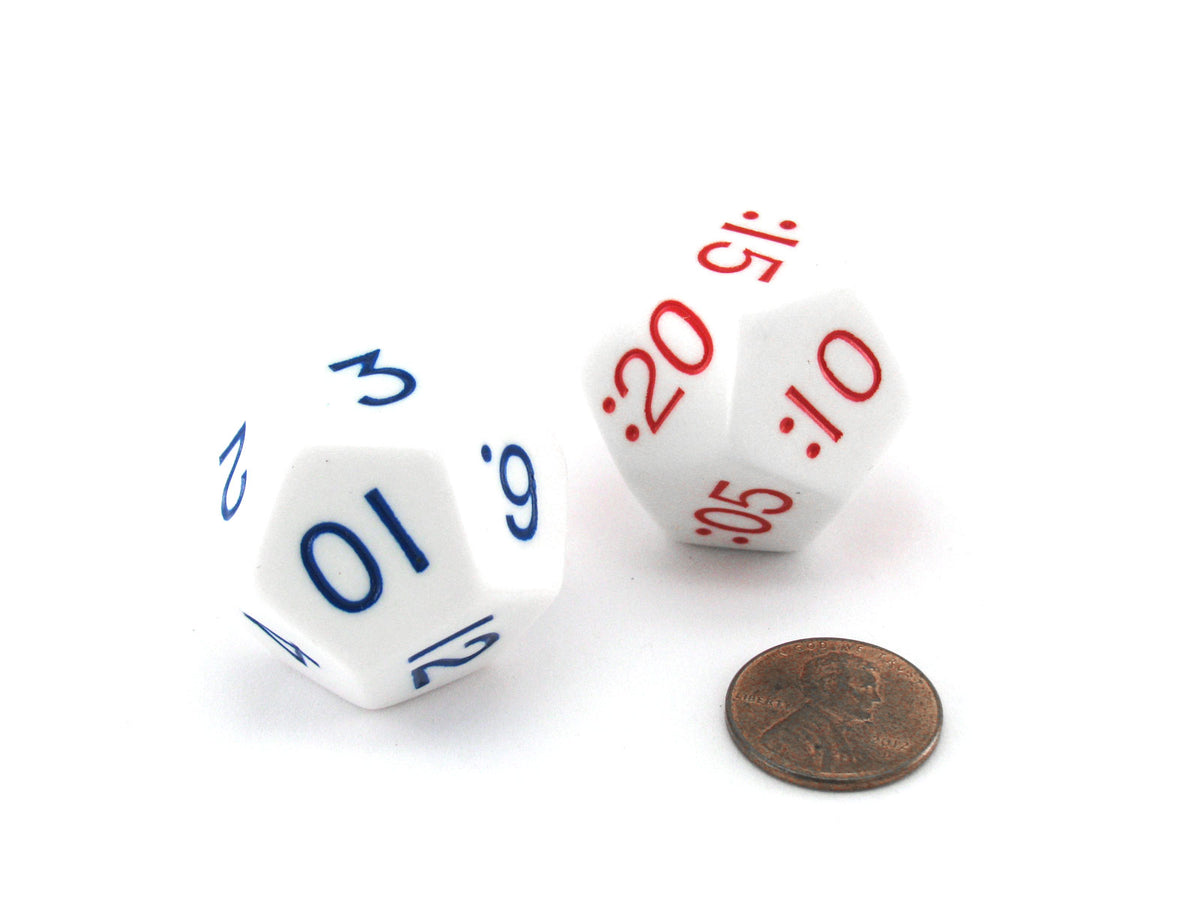 Set of 2 Jumbo White D12 Time Dice for Nighttime (PM) Basic — Pippd