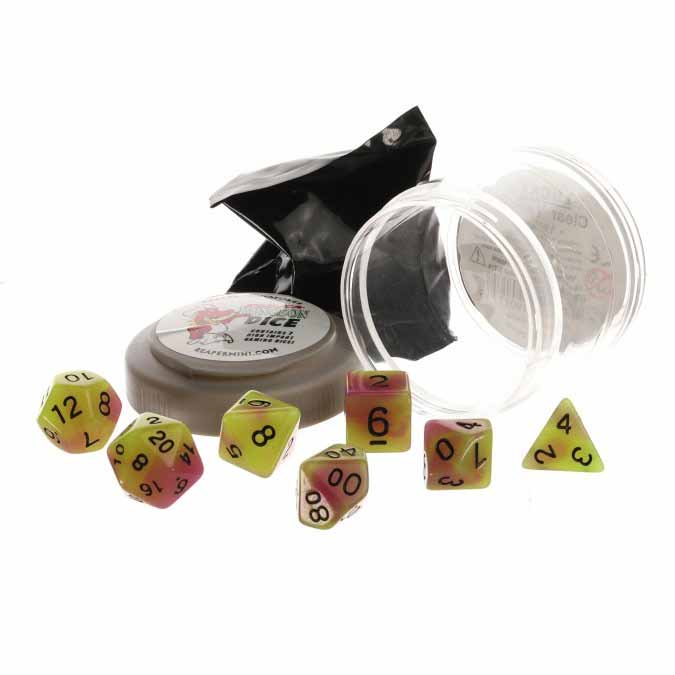 Polyhedral 7-Piece DnD Pizza Dungeon Dice Set - Glow Yellow — Pippd