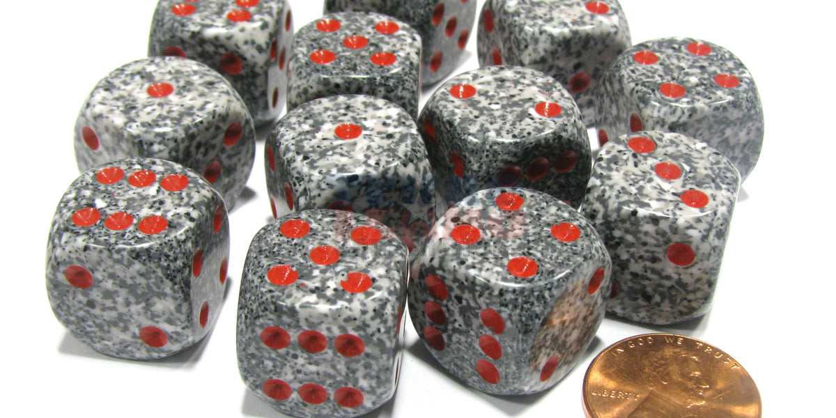 Speckled 16mm D6 Chessex Dice Block (12 Dice) - Granite — Pippd