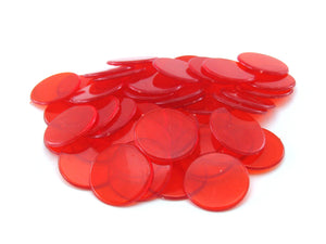 Pack of 50 Translucent 22mm Bingo Chips #81354 - Red — Pippd