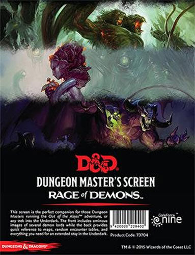 Dungeons and Dragons RPG: Out of the Abyss DM Screen — Pippd