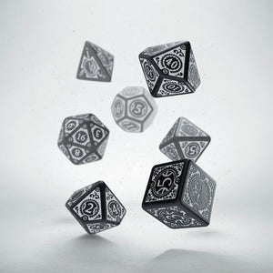 Q-Workshop Steampunk Clockwork Dice Set Black with White — Pippd